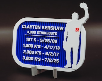 Clayton Kershaw 3,000 Strikeouts – Dodgers Historic Moment Sign - 3D ...