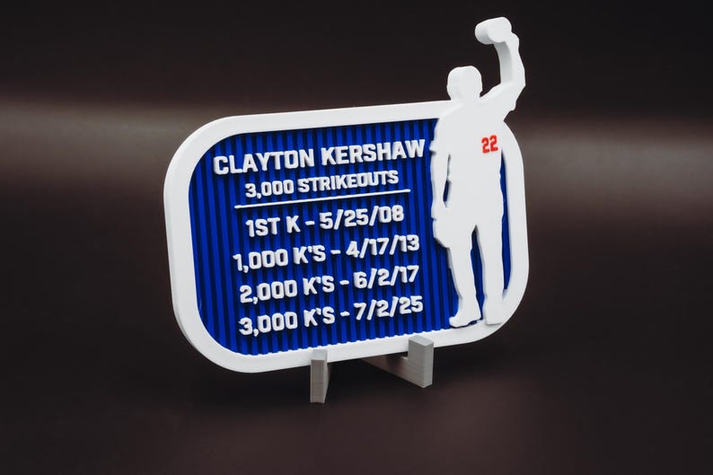 Clayton Kershaw 3,000 Strikeouts – Dodgers Historic Moment Sign - 3D ...