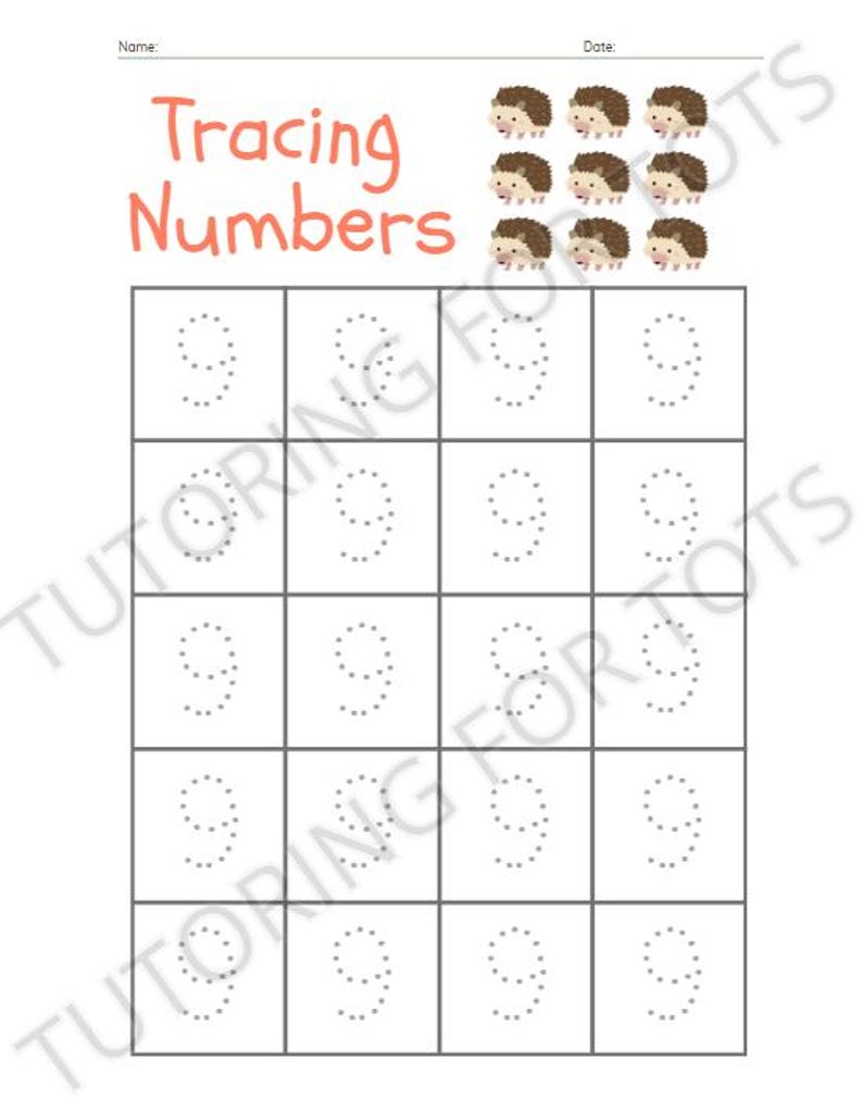 Number Tracing Worksheets - Etsy