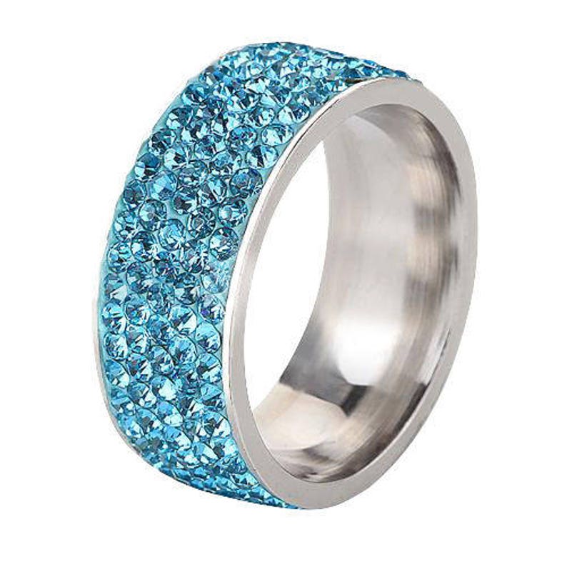 Blue Crystal CZ Band Ring - Etsy