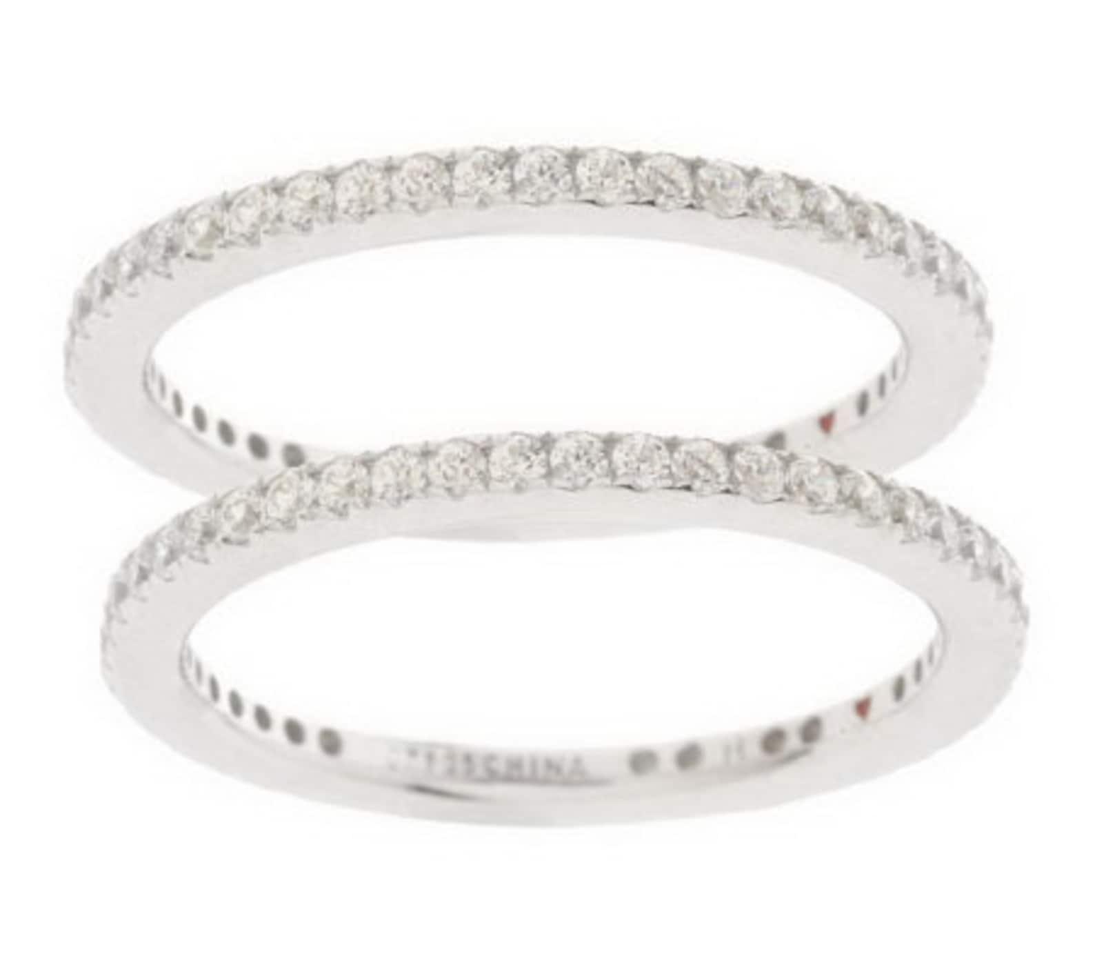 Set of 2 Sterling Silver CZ Stack Rings - Etsy