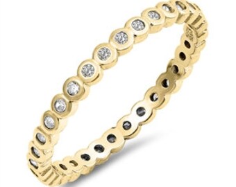 Set of 2 Sterling Silver CZ Stack Rings | Etsy