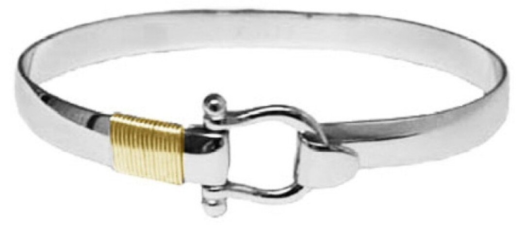 Titanium Shackle Bangle With Gold Wire Wrap - Etsy