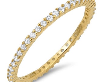 Set of 2 Sterling Silver CZ Stack Rings | Etsy