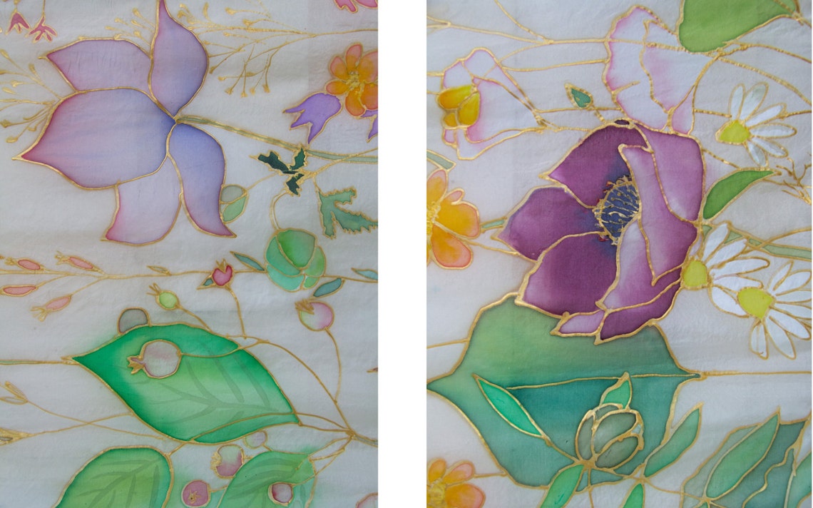 Hand Painted Curtains field Flowers Silk Screen wind Flowers - Etsy