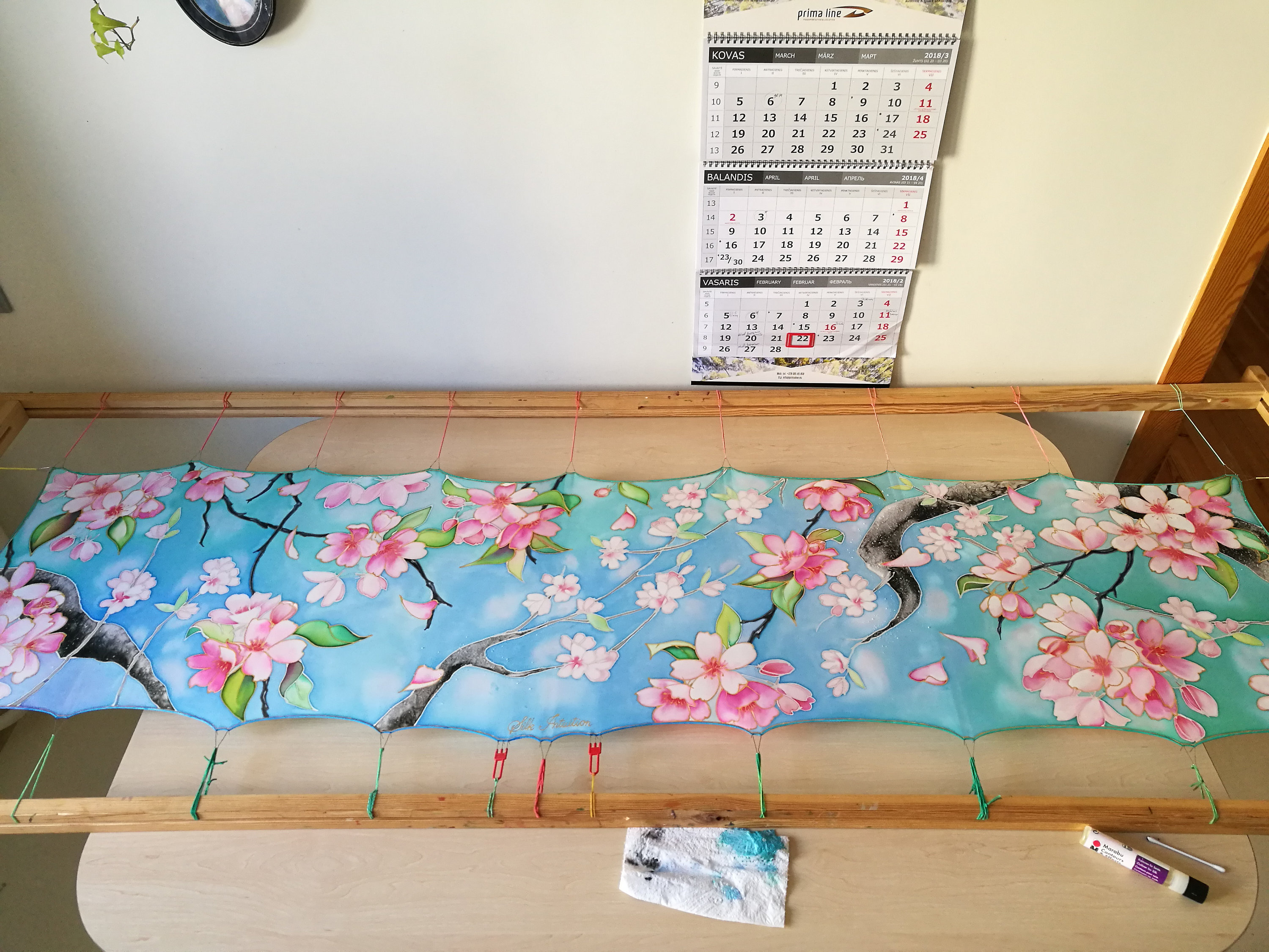 Cherry Blossom Silk Scarf Sakura Wrap Floral Silk Shawl Blue | Etsy