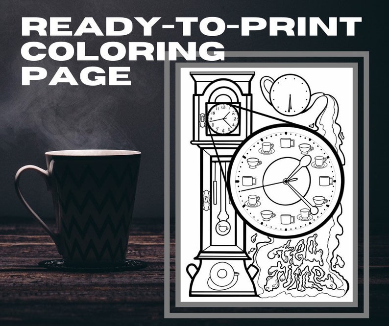 Printable "tea Time" Coloring Page | Tea-themed Mindfulness Digital ...