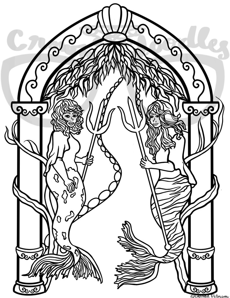 Guardians | Printable Coloring Page | Mermaid Amazon Warriors Under the ...