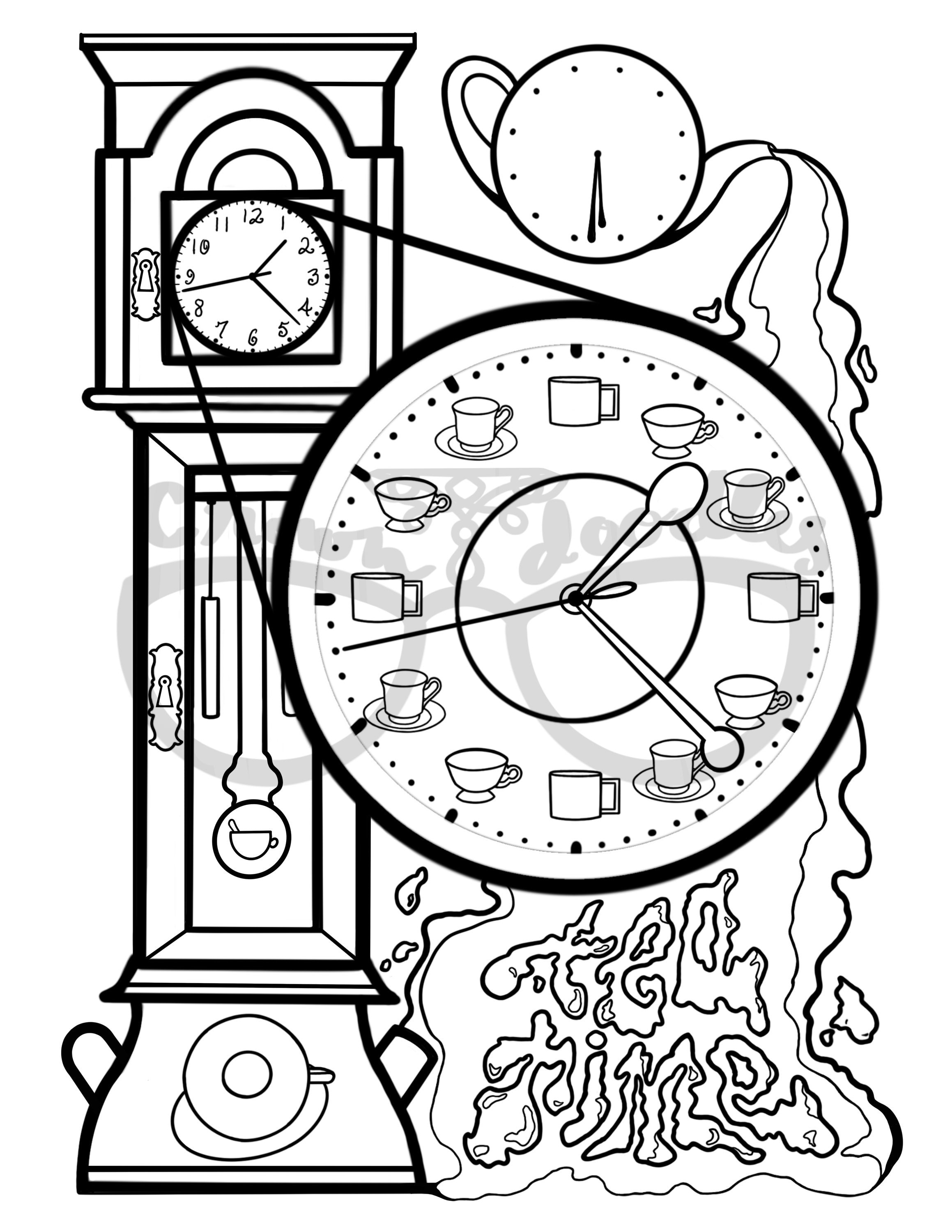 Printable "tea Time" Coloring Page | Tea-themed Mindfulness Digital ...