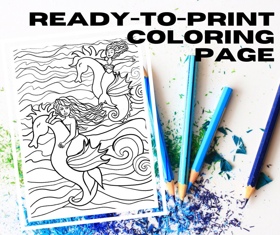 Sea-horse-race | Printable Coloring Page | Joyful Ocean Mermaids Beach ...