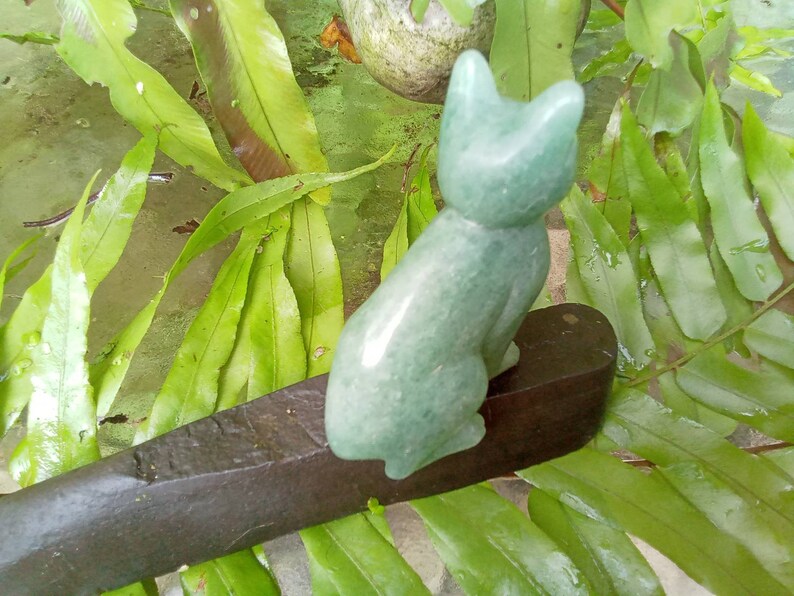 Carved Green Stone Cat Figurine Vintage Aventurine Cat - Etsy