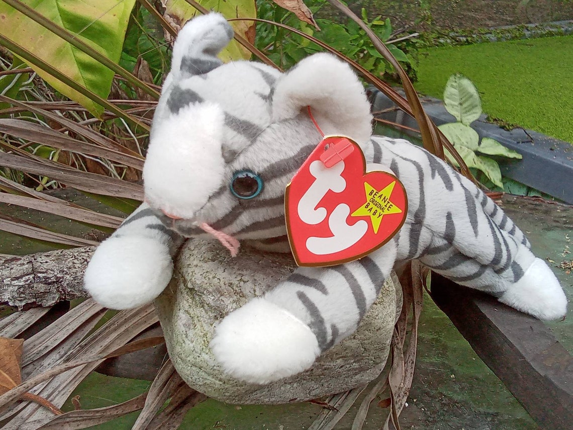 TY Prance Beanie Baby Grey Striped Cat Vintage | Etsy