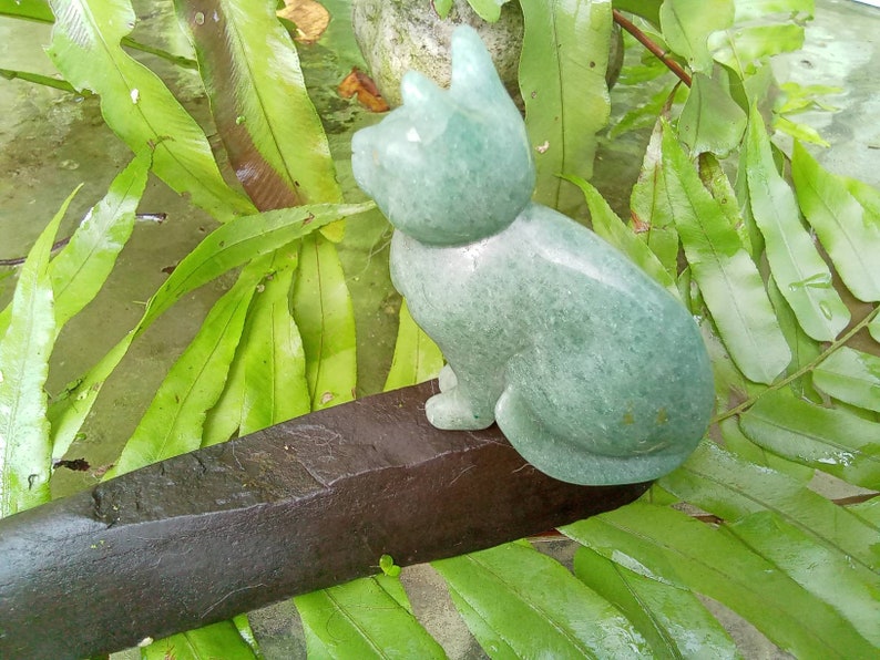 Carved Green Stone Cat Figurine Vintage Aventurine Cat - Etsy