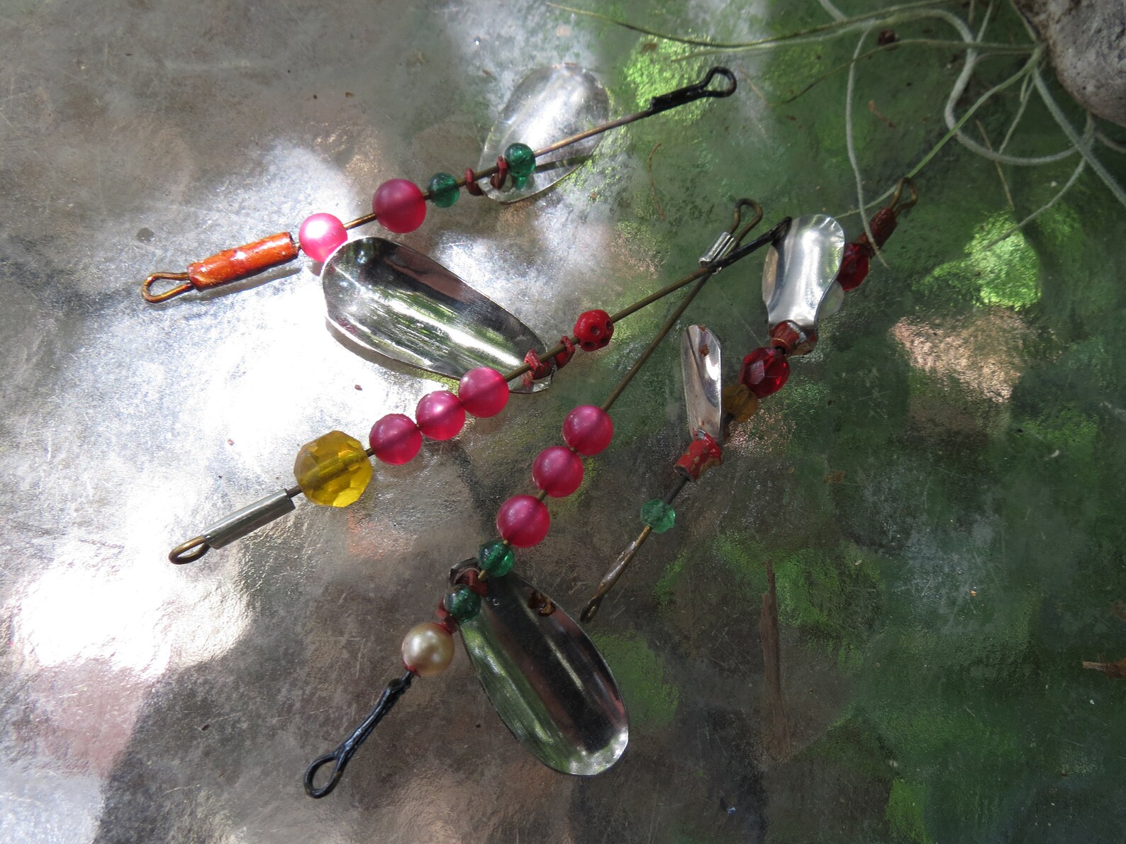 Four Old Spinning Fishing Lures Pink Beaded Fish Bait - Etsy