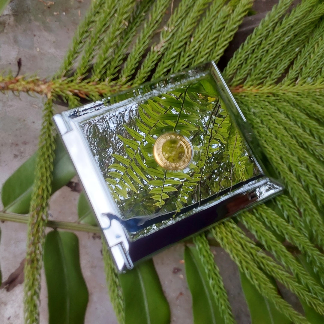 Modern Highly Polished Silver Metal Compact - Beautiful Mirror Compact ...