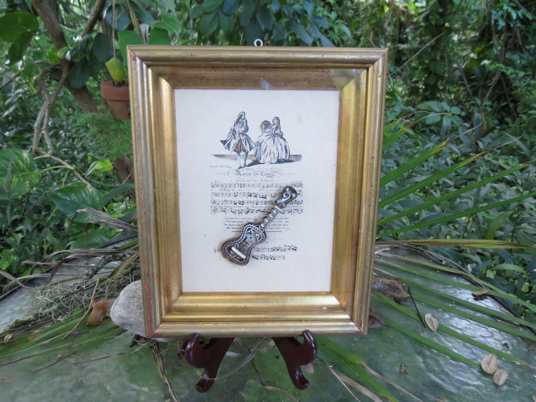 Antique Violin Shadow Box - Art Gravure - Inlay Mother of Pearl ...