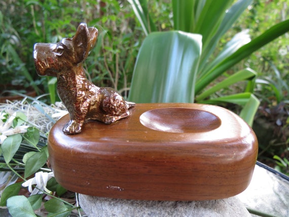 Walnut Wood and Metal Scottie Dog Pipe Rest Ornamental Pipe | Etsy