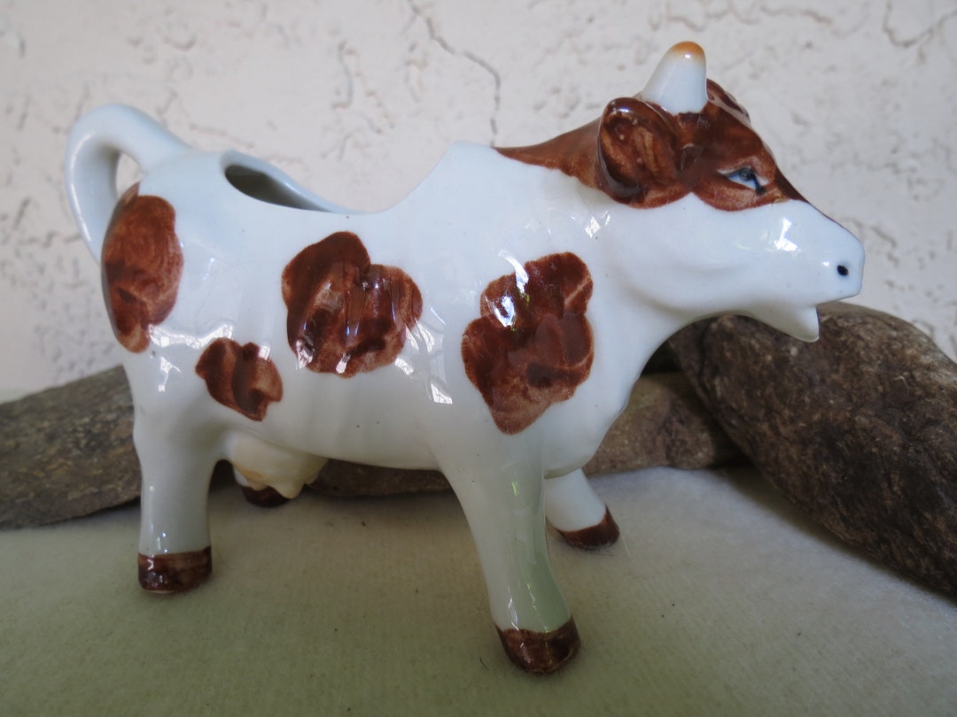 Dairy Cow Cream Pitcher Porcelain Cow Creamer Small Figural Pitcher ...