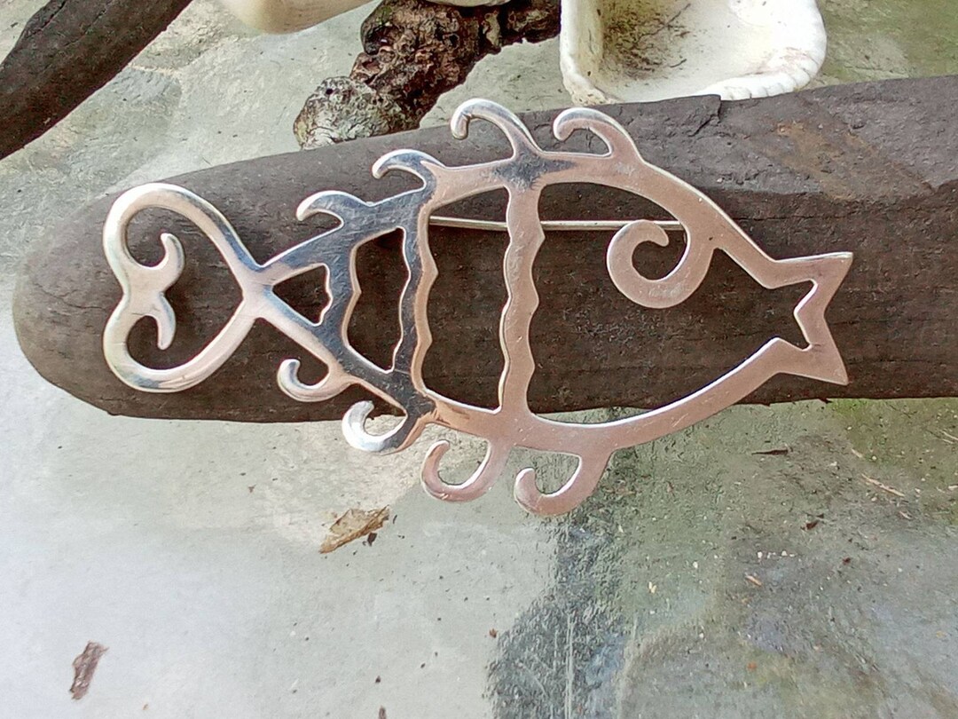 Sterling Silver Fish Pin Signed mexico 925 Big Brooch Excellent ...