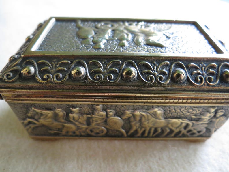 Bronze German Trinket Box Velvet Lined Victorian Keepsake - Etsy