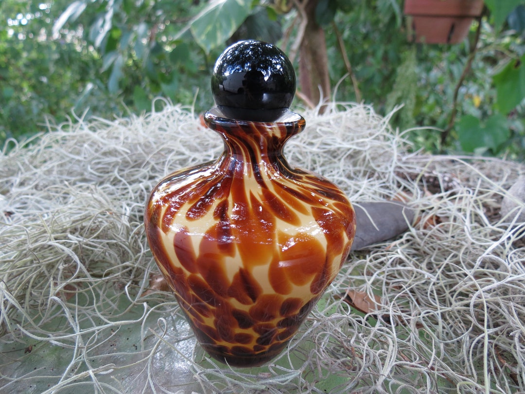 Cased Glass Perfume Bottle - Vintage Leopard Glass Scent Bottle ...