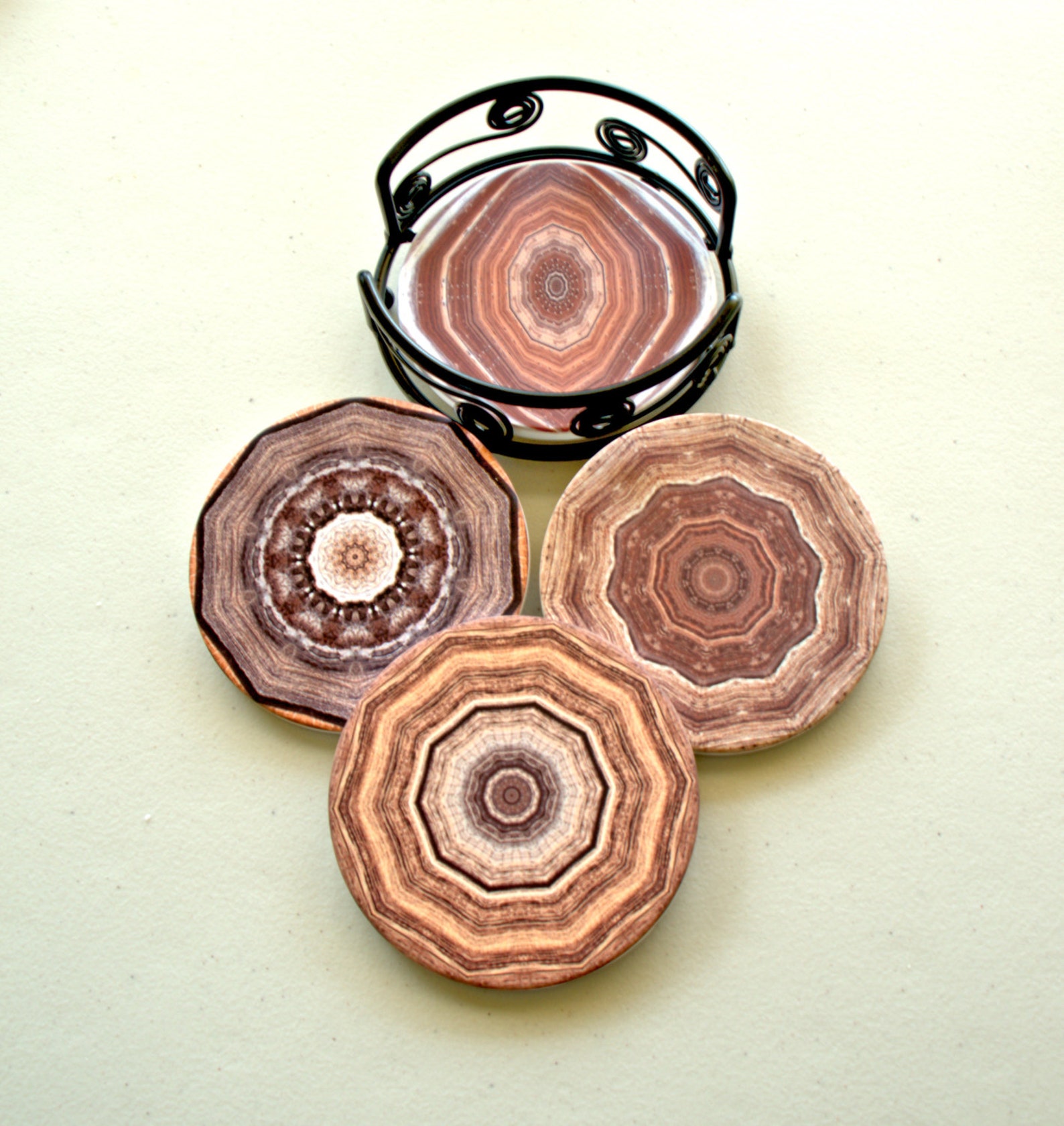 Sandstone Coasters With Wood Design - Etsy