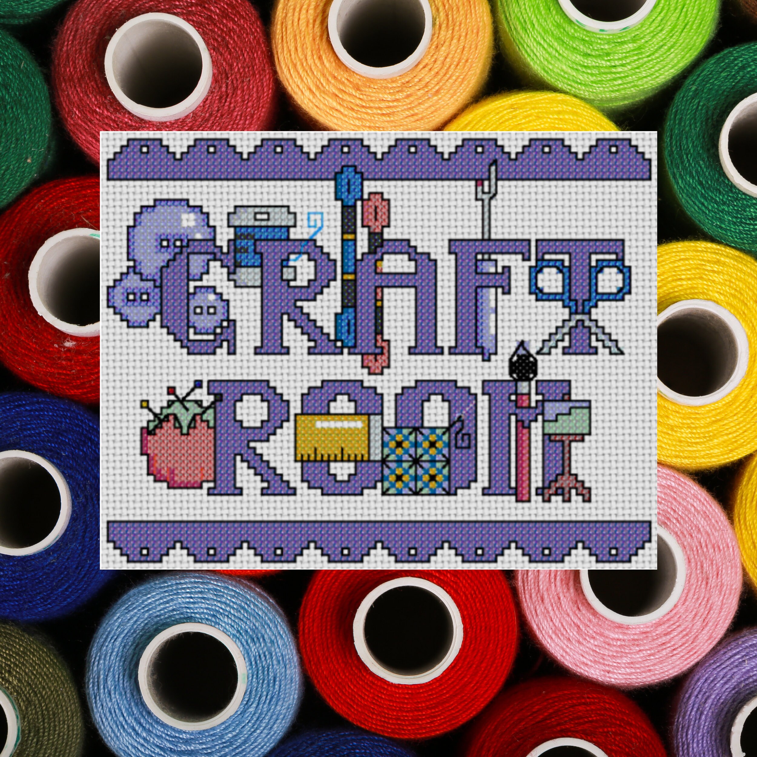 Craft Room Sign Colorful Cross Stitch Pattern PDF Digital Download - Etsy