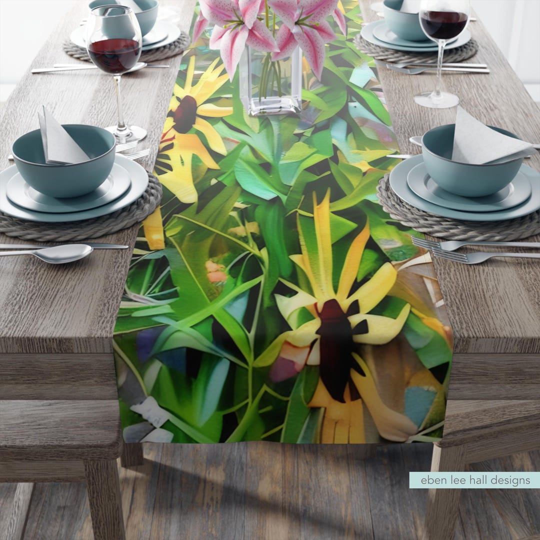 Sunflower Table Runner, Contemporary Home Decor, Colorful Maximalist ...
