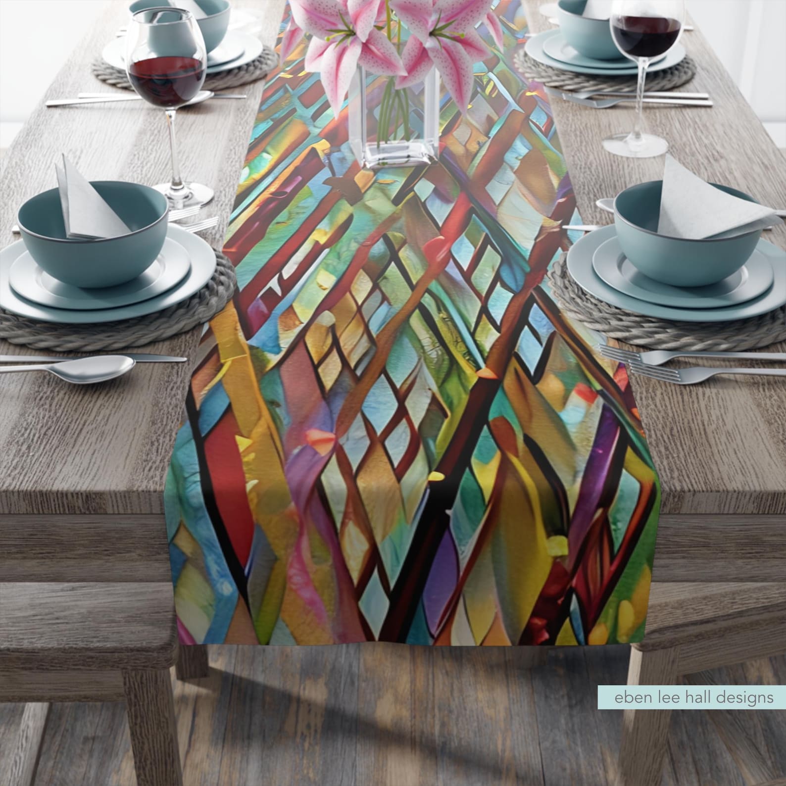 Colorful Table Runner, Contemporary Home Decor, Colorful Maximalist ...