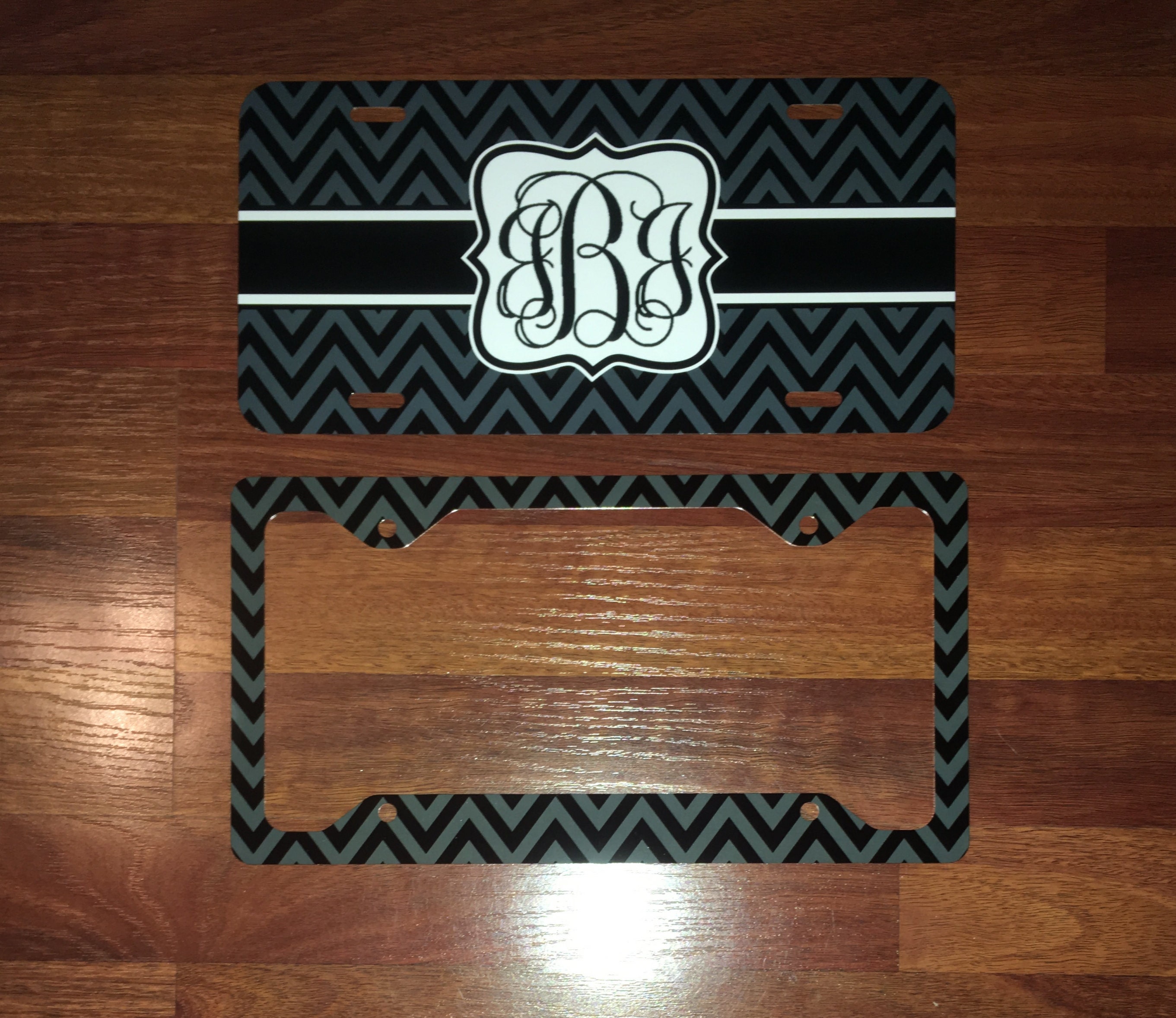 Choose Your Color Chevron Monogram Front Decorative Car Plate | Etsy