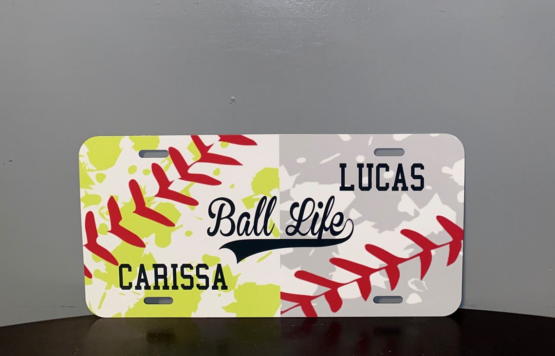 Baseball Softball License Plate Half Baseball Softball Car | Etsy