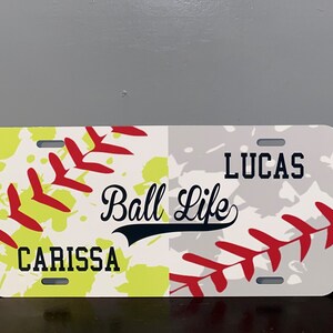 Baseball Softball License Plate * Half Baseball Softball Car Plate ...