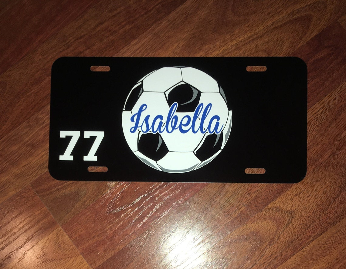 Soccer license plate for front of car with Monogram Soccer | Etsy