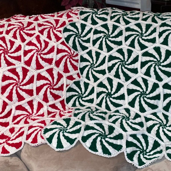 Christmas Crochet Peppermint Blanket - Etsy
