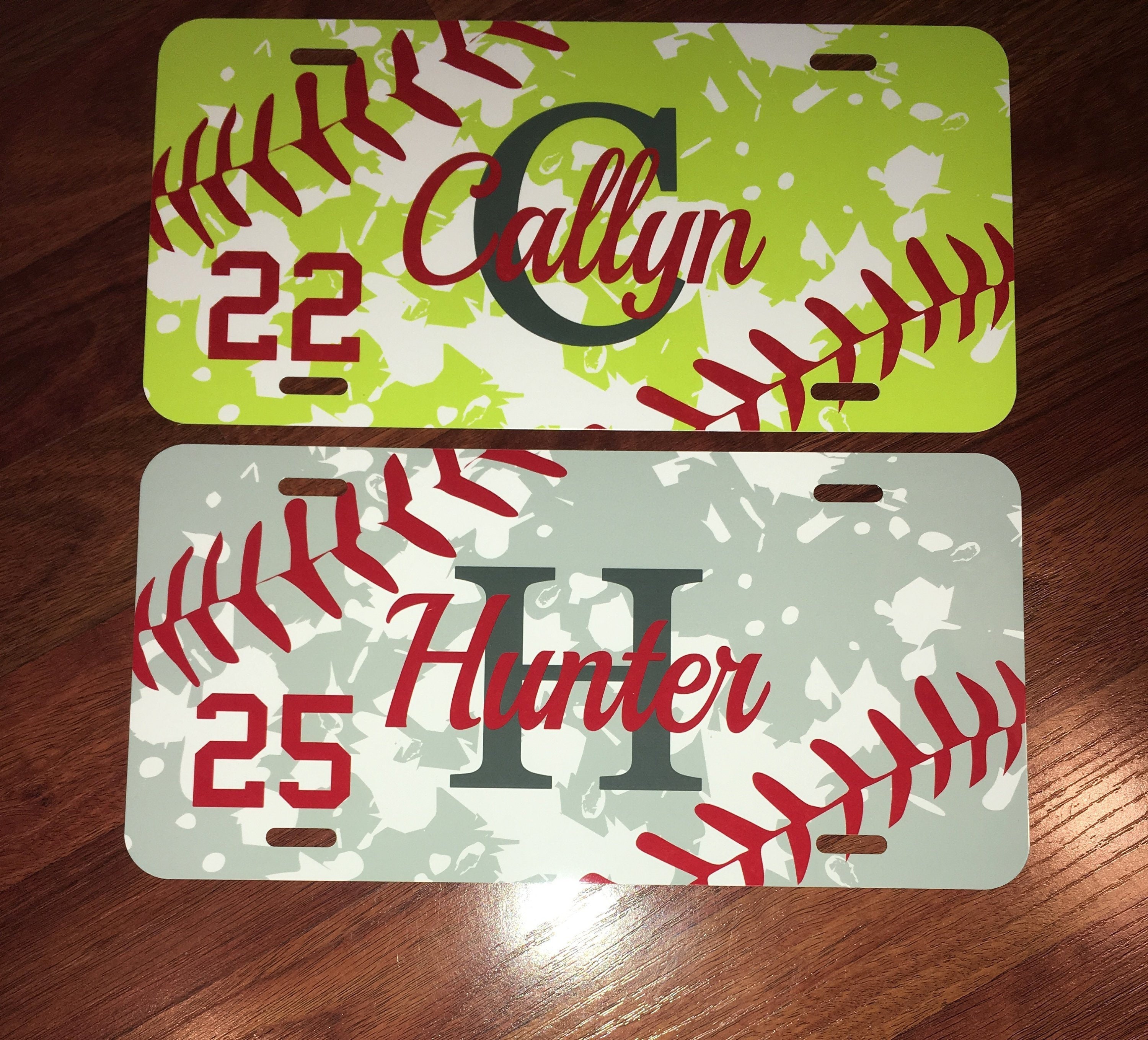 Baseball or Softball License Plate for Car Front With Monogram | Etsy