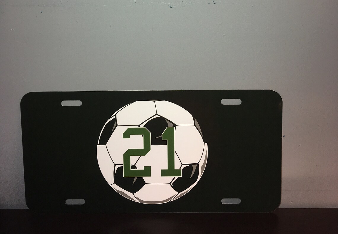 Soccer license plate for front of car with Monogram Soccer - Etsy Italia