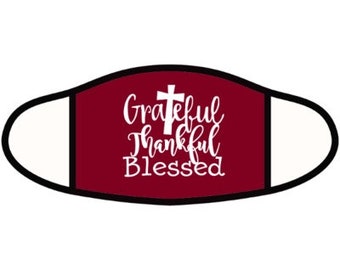 Thankful Grateful Blessed Face Mask Statement Mask Womens Face Mask ...