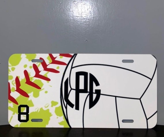 Volleyball Softball Car License Plate Monogram Volleyball - Etsy