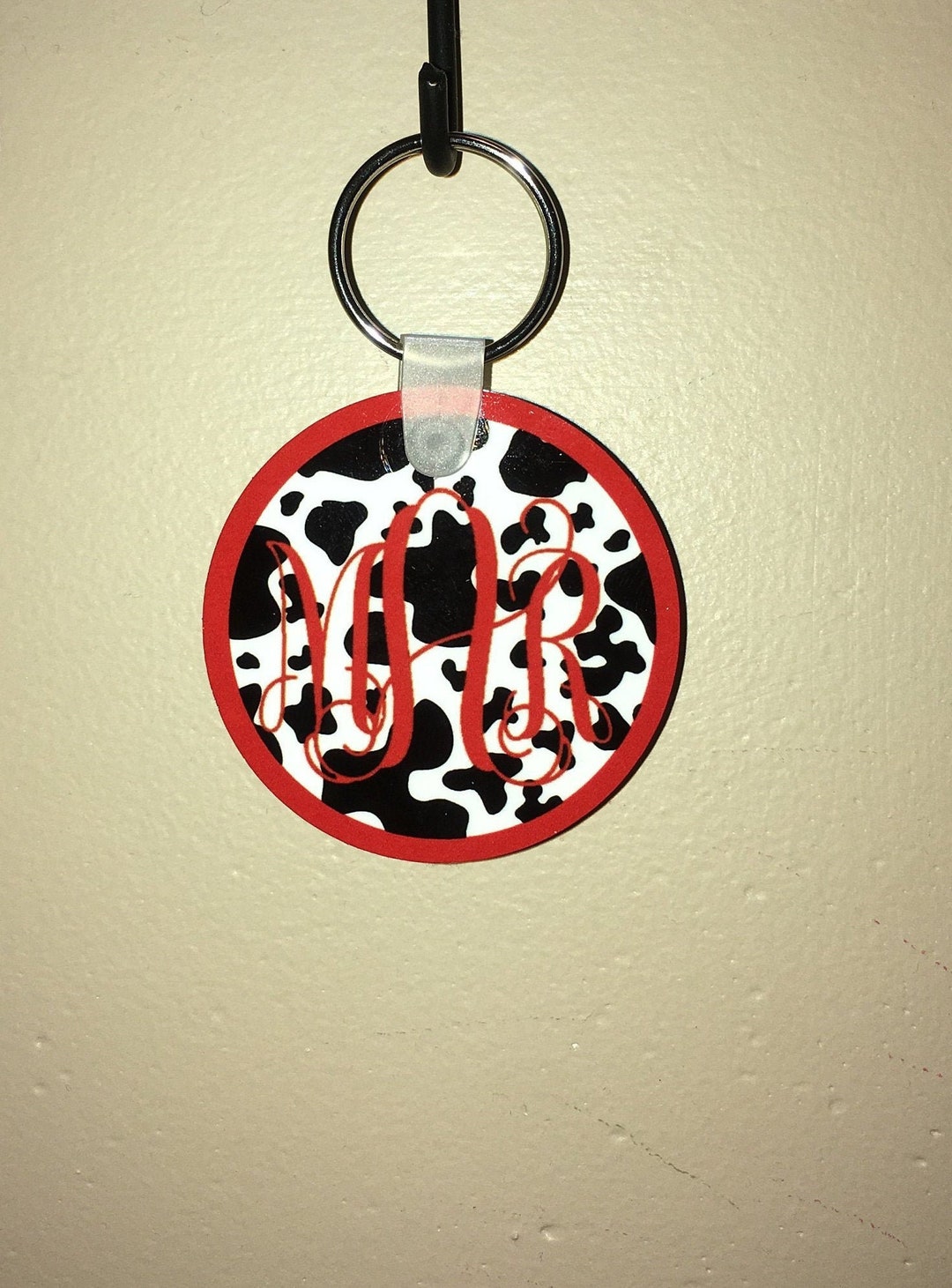 Cow key ring monogram Leopard key ring Tiger key ring - Etsy España