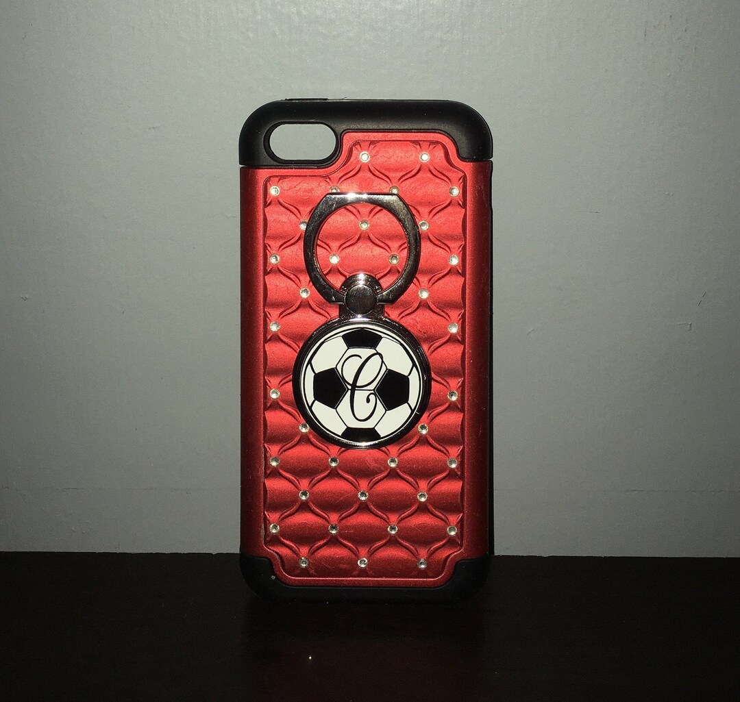 Monogram Soccer Phone Stand Round Made of Metal With Rotating Ring ...