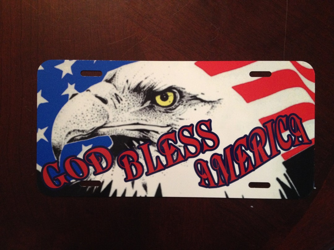 God Bless America License Plate * American Flag Eagle License Plate ...