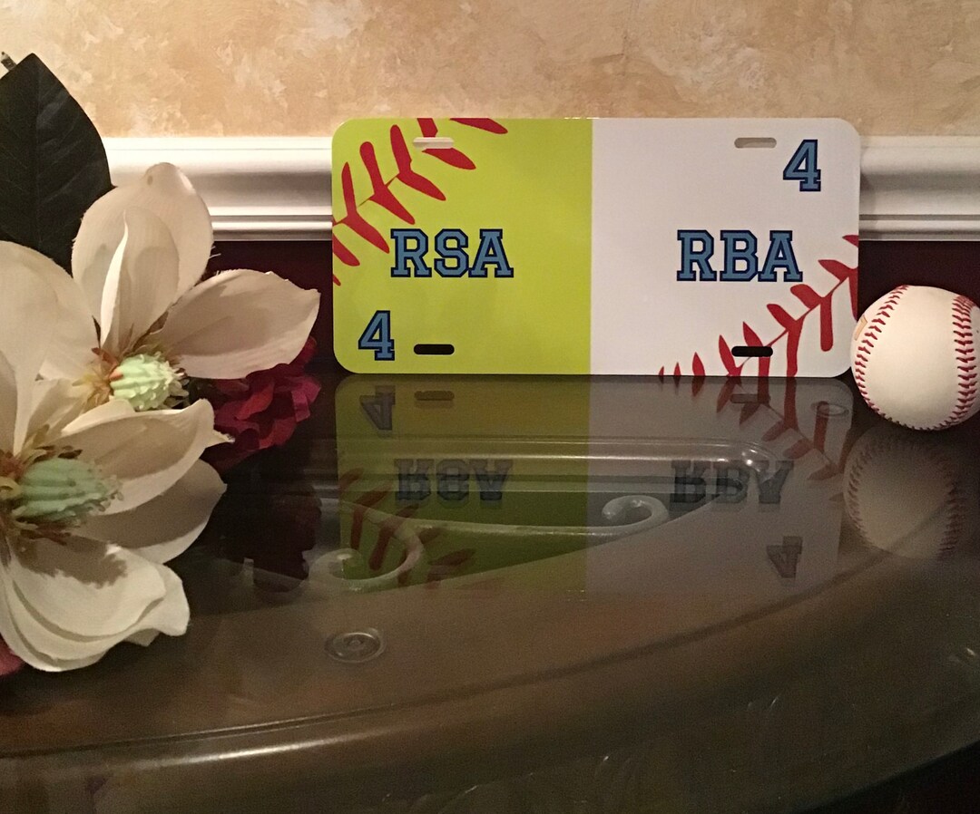 Baseball Softball License Plate Half Baseball Softball Car - Etsy