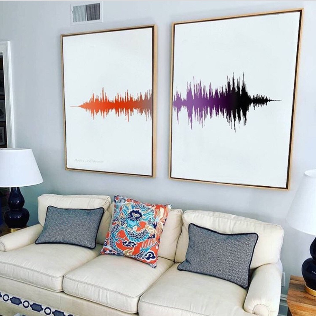 Two Piece Set Custom Sound Wave Art Sound Wave Art Prints - Etsy