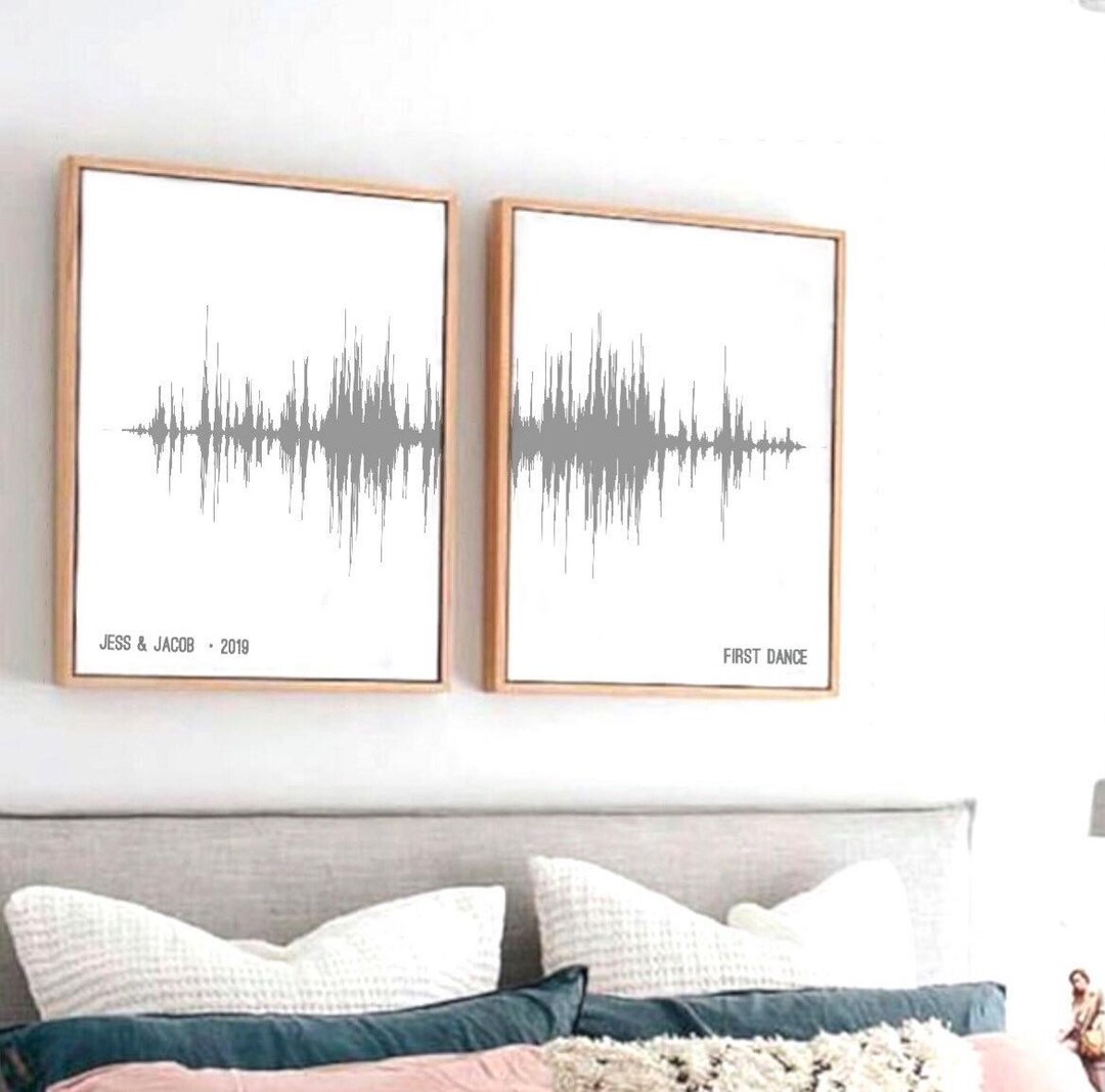 Two Piece Set Custom Sound Wave Art Soundwave Art Prints Above Bed ...