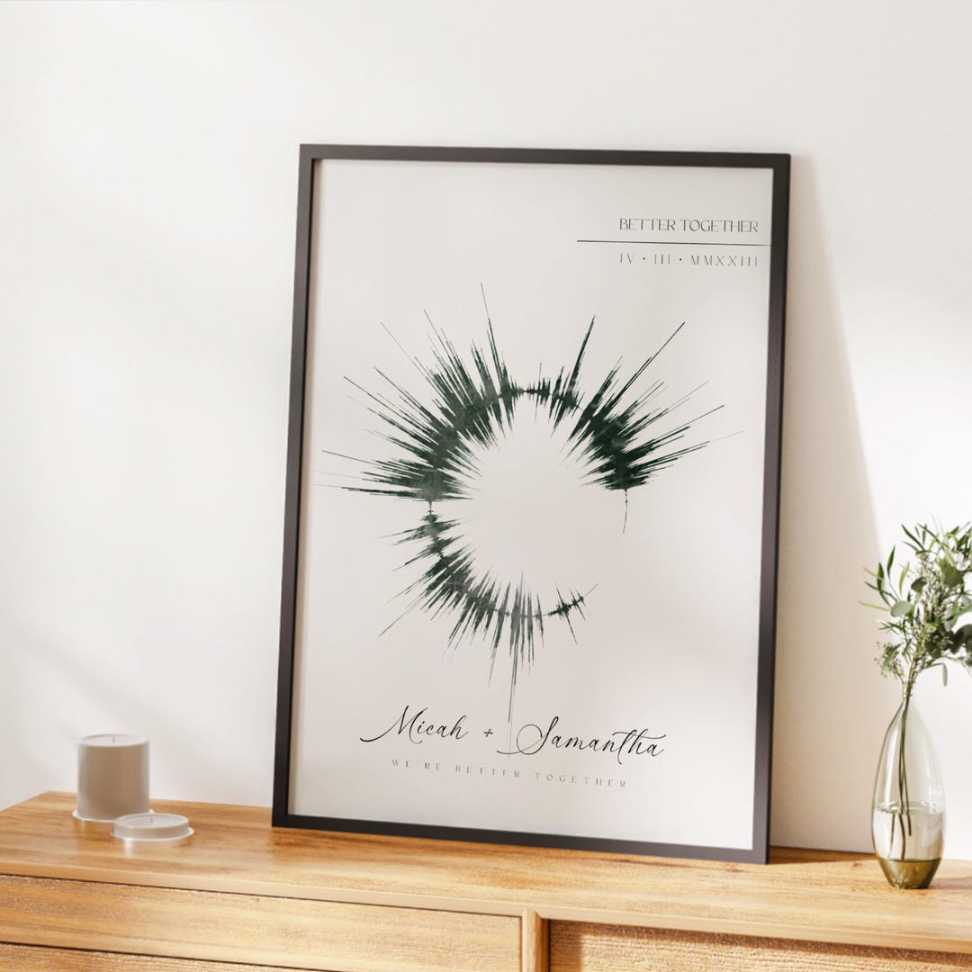 Wedding Vow Sound Wave Art Anniversary Gift Romantic Wall Decor First ...