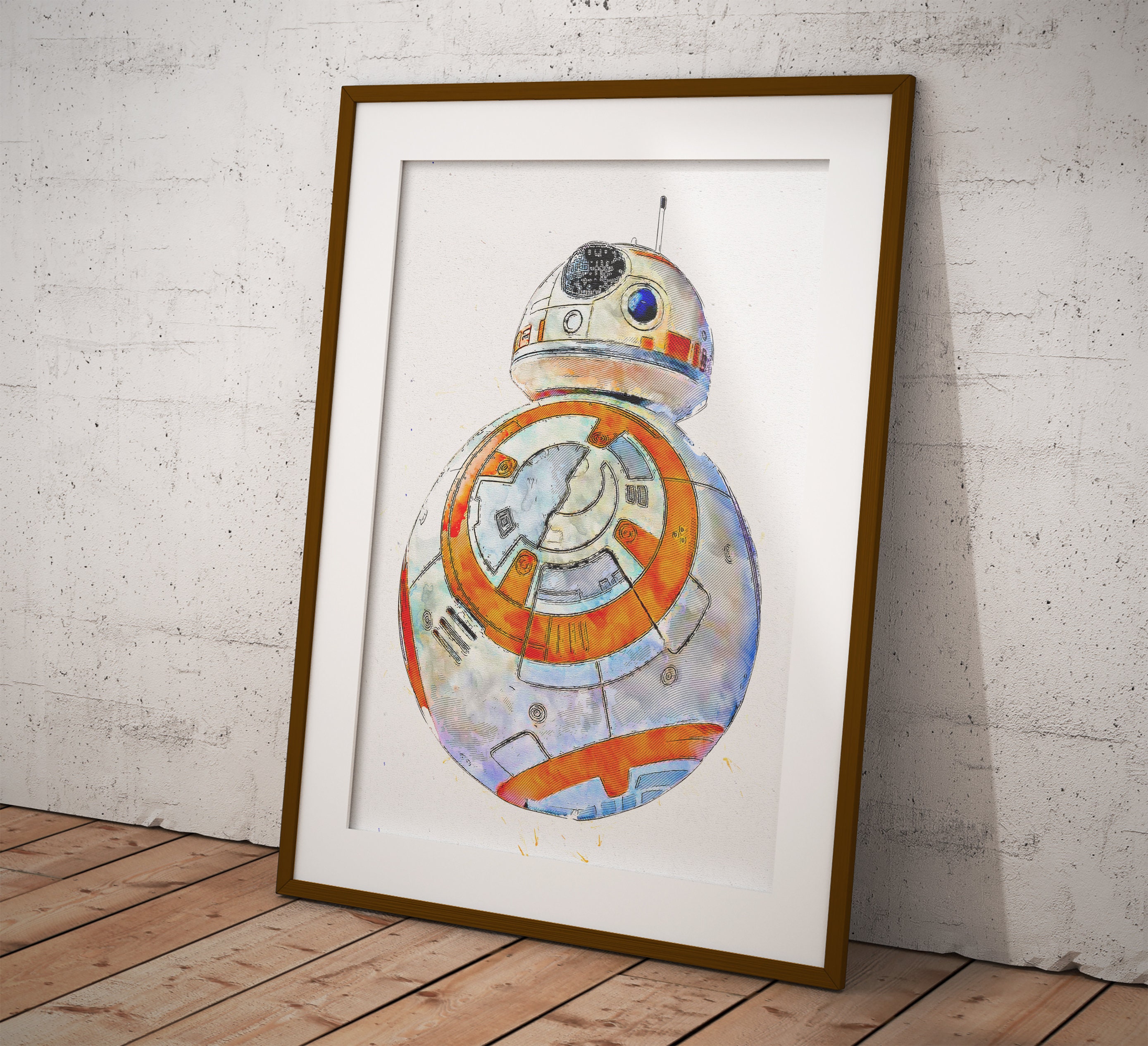 Custom Star Wars BB-8 Droid Digital Line Drawing Sketch Wall | Etsy