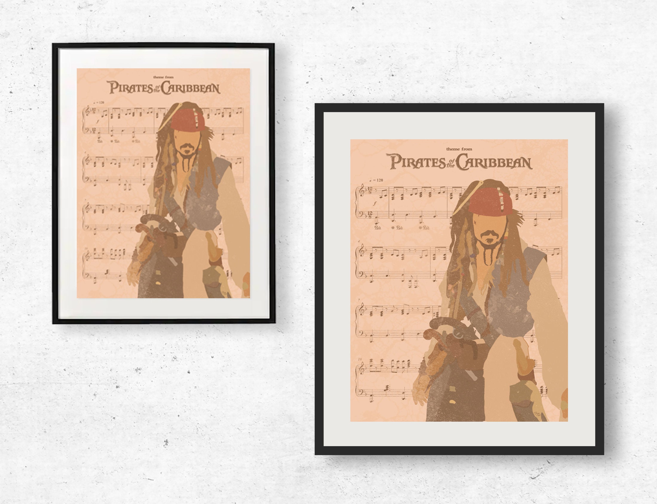 Jack Sparrow Sheet Music Art Print: Pirates of the Caribbean Theme - Etsy