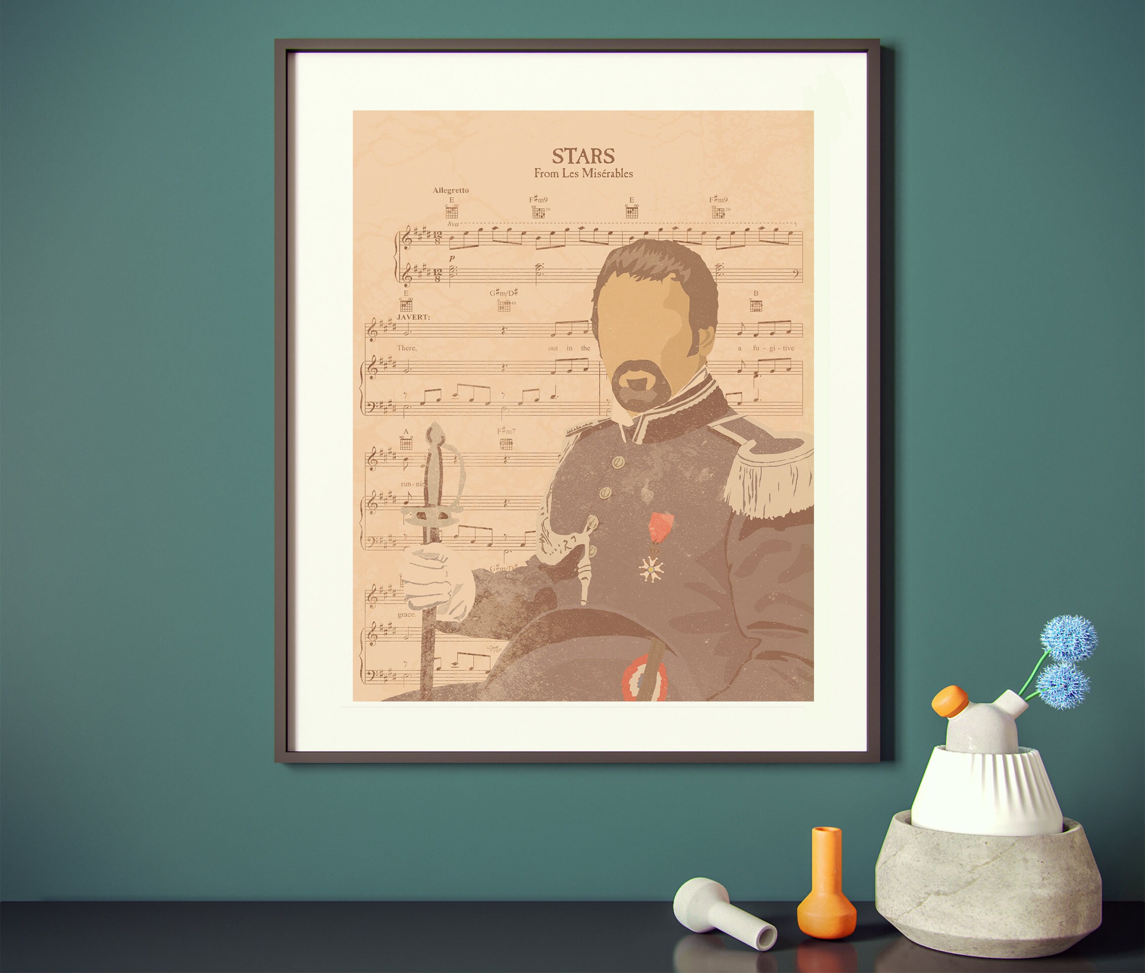 Javert Les Miserables the Musical Stars Custom Sheet Music Art | Etsy