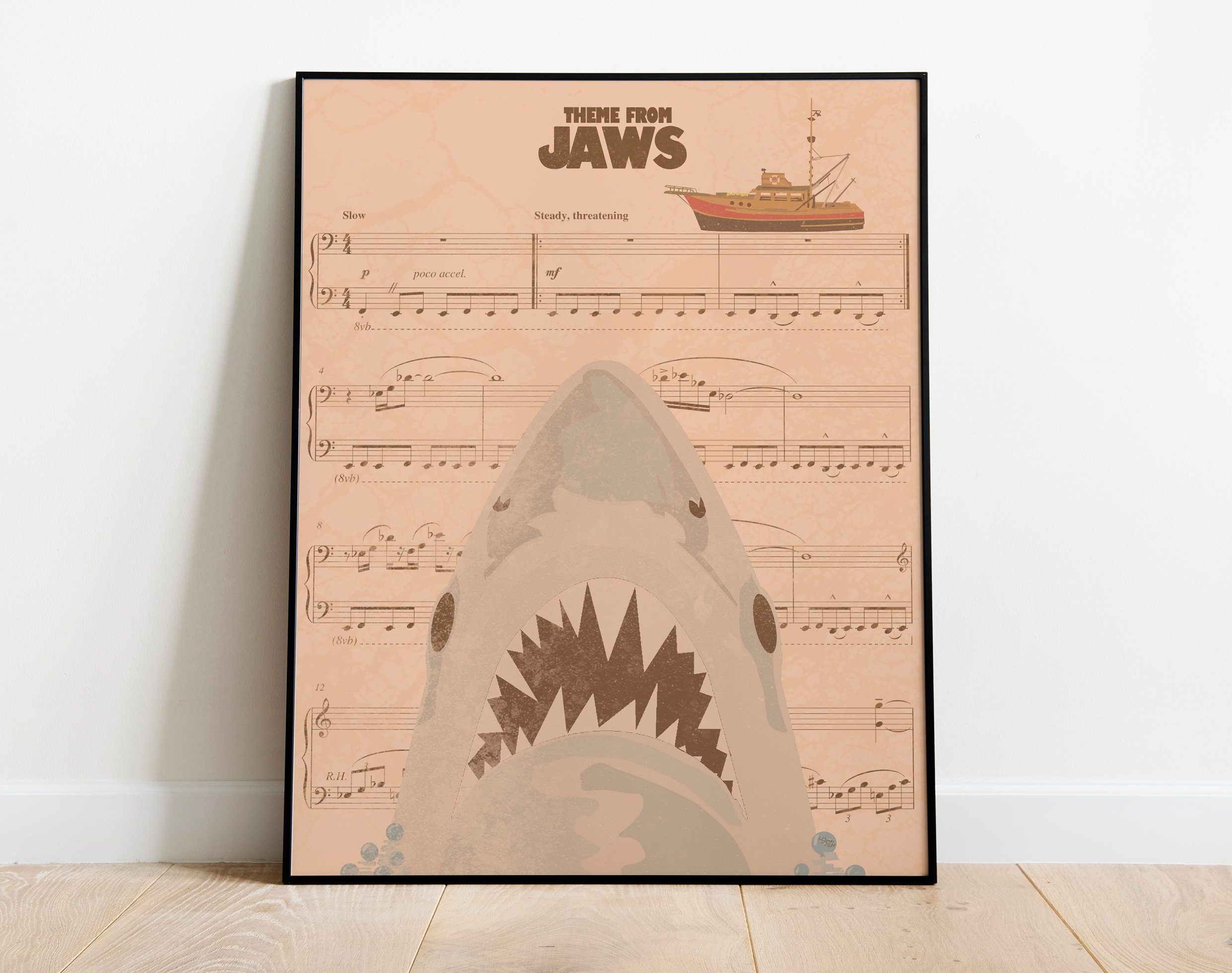 Jaws John Williams Custom Theme Tune Sheet Music Wall Art | Etsy