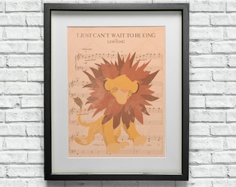 Lion King Simba I Just Can't Wait to Be King Sheet Music Art Print - Etsy